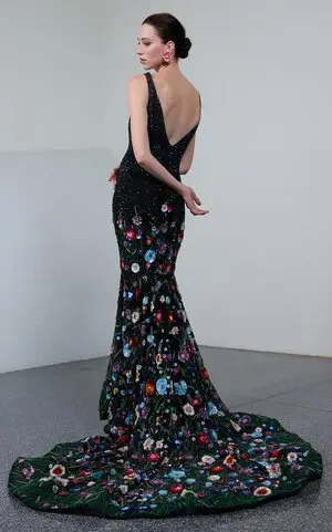 LA FUORI Moonlit Bloom Garden Embellished Gown