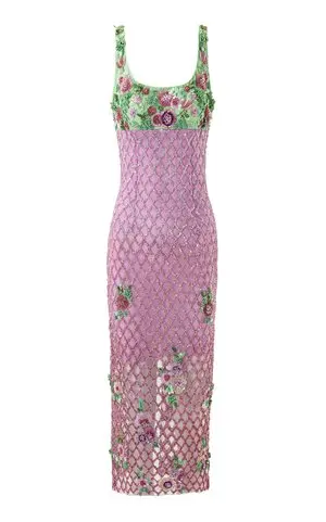 LA FUORI Forbidden Flora Embellished Midi Dress - Multi