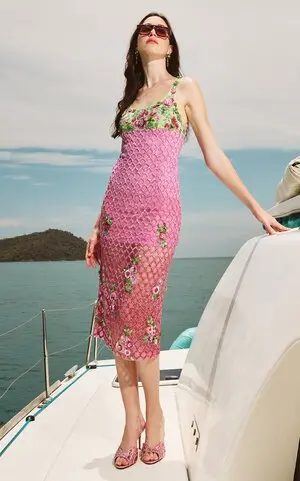 LA FUORI Forbidden Flora Embellished Midi Dress