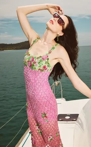 LA FUORI Forbidden Flora Embellished Midi Dress