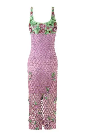 LA FUORI Forbidden Flora Embellished Midi Dress