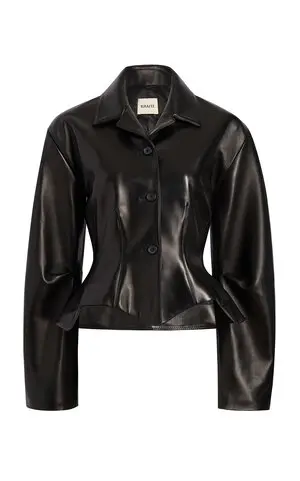 Khaite Carter Plonge Leather Jacket - Black