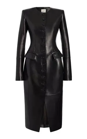 Khaite Harris Plonge Leather Coat - Black