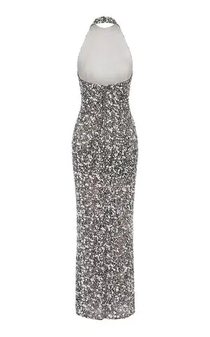 LA FUORI Isolde Embellished Halter Neck Maxi Dress
