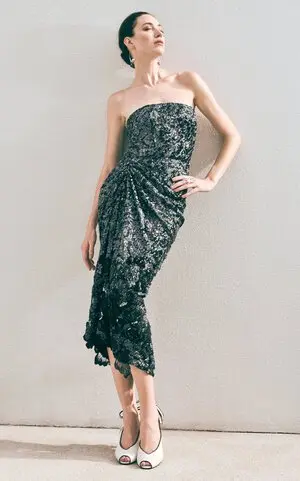 LA FUORI Nocturne Siren Embellished Midi Dress