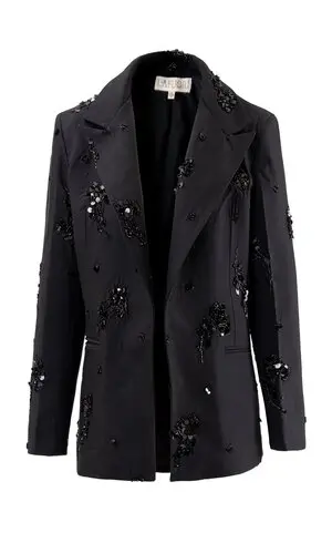 LA FUORI Midnight Embers Embellished Blazer - Black