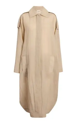 Khaite Noa Crinkled Viscose-nylon Coat - Neutral