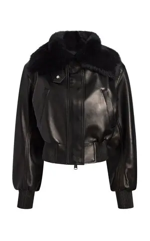 Khaite Rocco Shearling-trimmed Leather Jacket - Black
