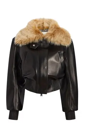 Khaite Rocco Shearling-trimmed Leather Jacket - Multi