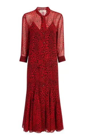Khaite Odelia Heart- Silk Chiffon Maxi Dress - Print