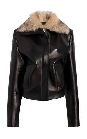 Khaite Paxton Plonge Leather Jacket - Black