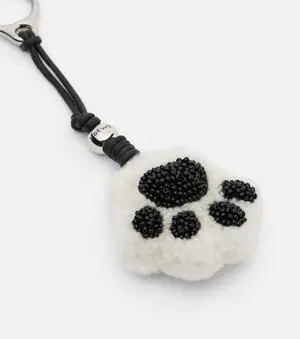 Loewe Paw Shearling And Leather Bag Charm
