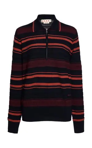 Marni Stripped Cotton Knit Top - Blue
