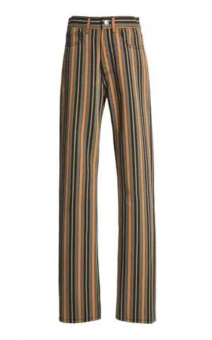 Marni Stripped Cotton-blend Woven Straight Leg Jeans - Multi