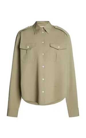 Marni Buttoned Cotton Woven Top - Khaki