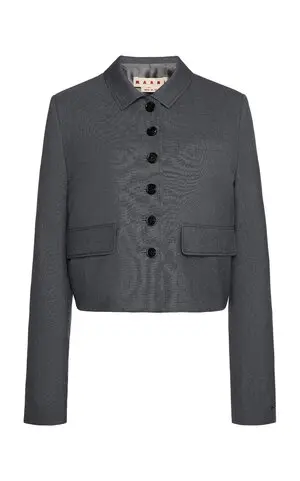 Marni Folded-sleeve Wool Jacket - Grey