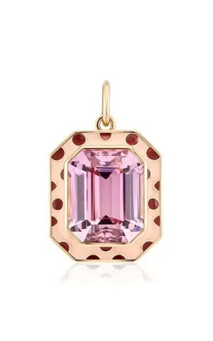 HOUSE JANOLO 18kt Yellow Gold Kunzite Orchid Pendant - Pink