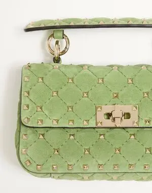 Valentino Garavani Rockstud Spike Small Suede Bag - Mint