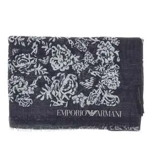 Emporio Armani Linen And Silk-blend Scarf - Blue