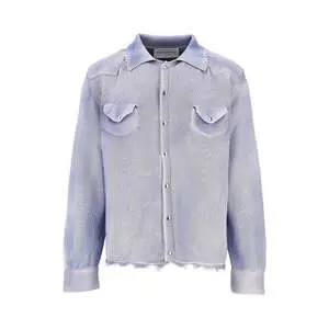AMARANTO Distressed-effect Knitted Overshirt - Blue