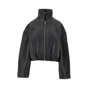 ROTATE BY BIRGER CHRISTENSEN Leather Boxy Jacket - Black