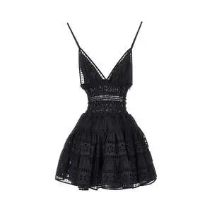 Charo Ruiz Ibiza Ica" Mini Dress With Embroidered Lace - Black