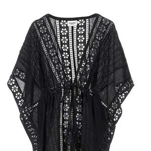 Charo Ruiz Ibiza Maie Cotton Voile Kaftan With Embroidered Floral Motif