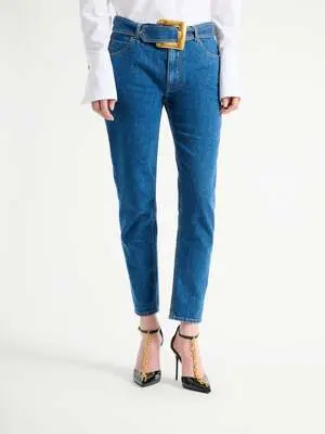 Balmain High-waisted Belted Denim Jeans