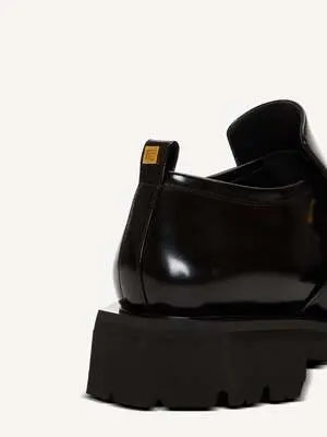Balmain Anthem Loafers In Glazed Leather With Gold Buckle