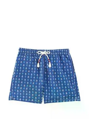 MC2 SAINT BARTH Leaf-print Swim Shorts - Blue
