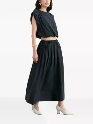 TOCCIN Sirelle Padded Shoulder Blouse - Black