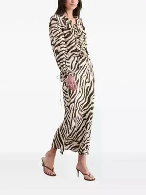 TOCCIN Zebra-print High-waisted Maxi Skirt