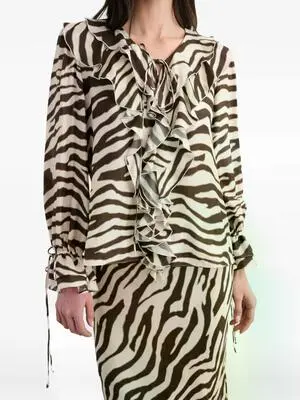 TOCCIN Zebra-print High-waisted Maxi Skirt