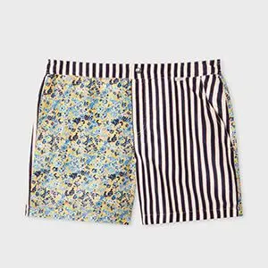 Paul Smith Floral Stripe Print Swim Shorts - Blue