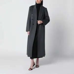 Victoria Beckham Double-breasted Mélange Wool And Cashmere Coat - Grey