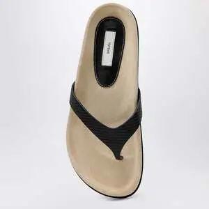 TOTEME Lizard-effect Leather Flip-flops - Black