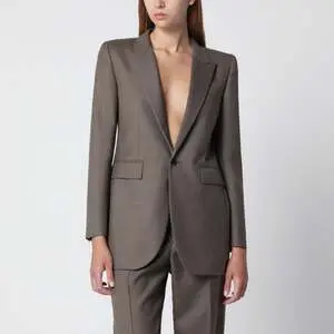 Saint Laurent Taupe Virgin Wool Single-breasted Jacket