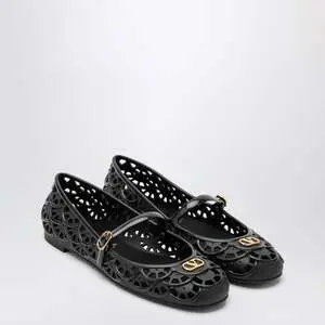 Valentino Garavani Vlogo Signature Rubber Ballet Flats - Black