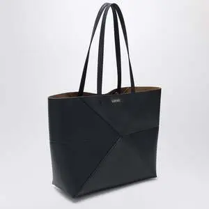 Loewe Medium Fold Tote Bag In Navy Leather