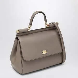 Dolce & Gabbana Large Sicily Handbag In Grained Leather - Brown