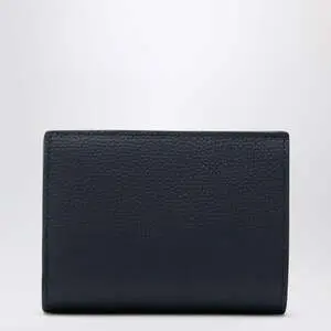 Loewe Anagram Compact Wallet In Hammered Calfskin, Navy - Blue