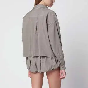 THE FRANKIE SHOP Arlen Boxy Cropped Checked Shirt - Beige