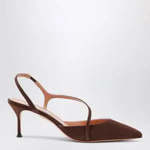 AQUAZZURA Suede Slingback Pumps - Brown
