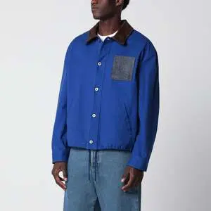 Loewe Long-sleeve Cotton Jacket With Leather Details - Blue