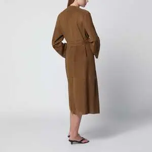 Nour Hammour Suede Leather Belted Coat