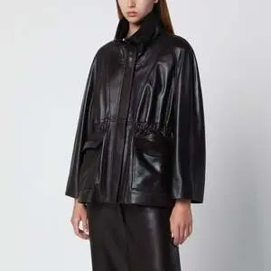 Nour Hammour Fluid Leather Jacket - Brown