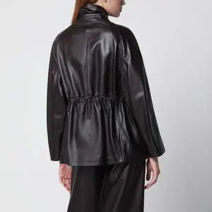 Nour Hammour Fluid Leather Jacket - Brown