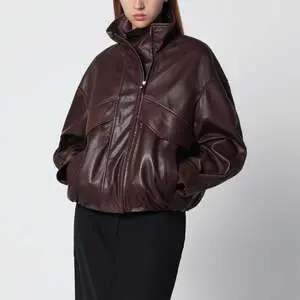 Nour Hammour Roland Leather Bomber Jacket - Brown