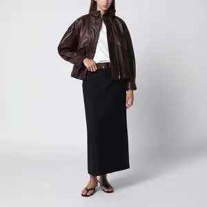Nour Hammour Roland Leather Bomber Jacket - Brown