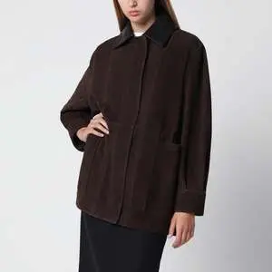 Nour Hammour Grange Suede Leather Jacket - Brown